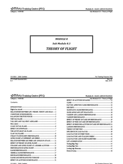 Ptc A B11 And B2 Basic Notes Sub Module 83 Theory Of Fli Pdf