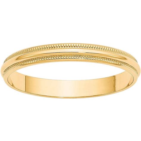 Primal Gold 14 Karat Yellow Gold 3mm Lightweight Milgrain Half Round