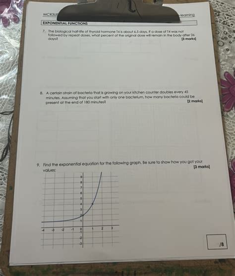 MCR3UE Learning EXPONENTIAL FUNCTIONS 7 The StudyX