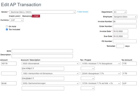 Reverse Charge With Multiple Lines And Option Tax Included · Issue