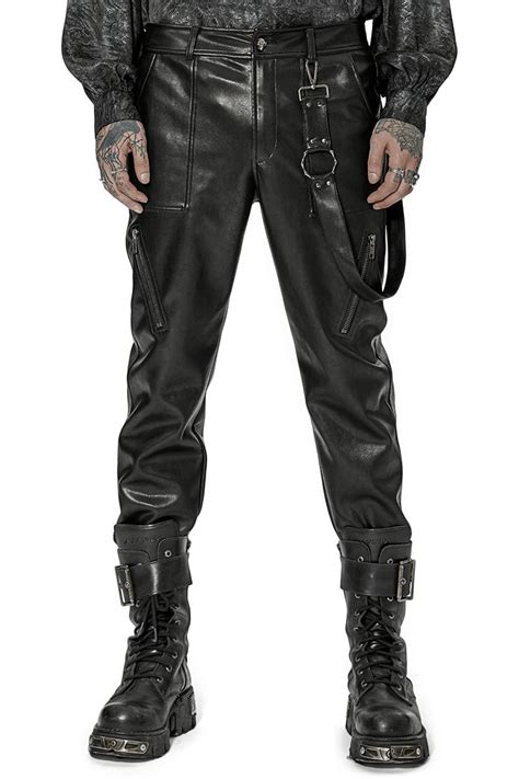 Stylish Punk Rock Faux Leather Lace Up Pants