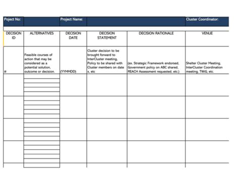 Free Decision Log Templates For Excel Word Pdf
