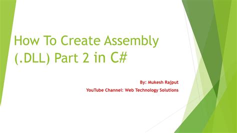 How To Create Assembly Dll Part 2 In C Dot Net By Mukesh Rajput