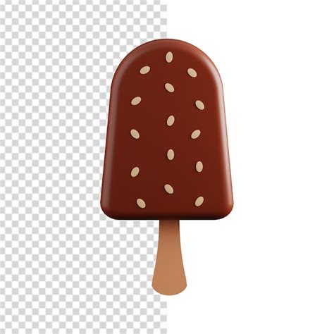 흰색에 고립 된 초콜릿 아이스크림 3d 그림 아이스크림 그림 프리미엄 Psd 파일