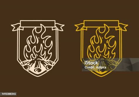 Ilustrasi Seni Garis Mono Api Unggun Ilustrasi Stok Unduh Gambar