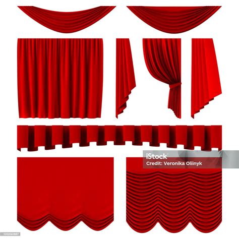 빨간 무대 커튼입니다 현실적인 극장 무대 장식 극적인 빨간색 고급스러운 커튼 스칼렛 실크 벨벳 커튼 벡터 일러스트 세트 0명에 대한 스톡 벡터 아트 및 기타 이미지 Istock