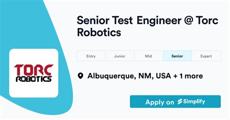 Senior Test Engineer Torc Robotics Simplify Jobs