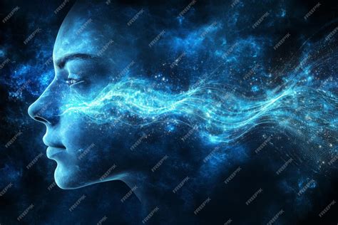 Brain Transmission Synaptic Glow And Cognitive Signal Womans Profile Dissolving Into Particles