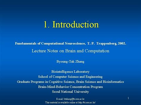 1 Introduction Fundamentals Of Computational Neuroscience T P