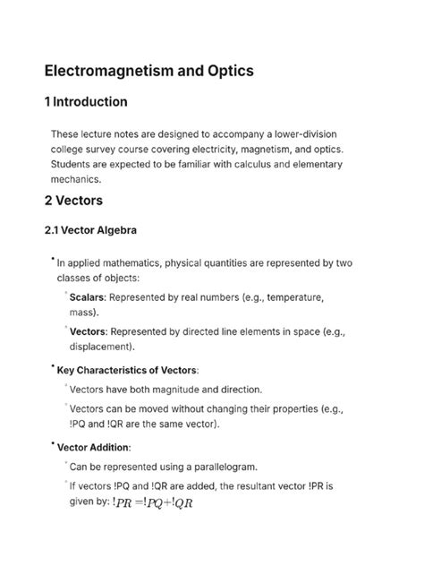Electromagnetism And Optics Pdf