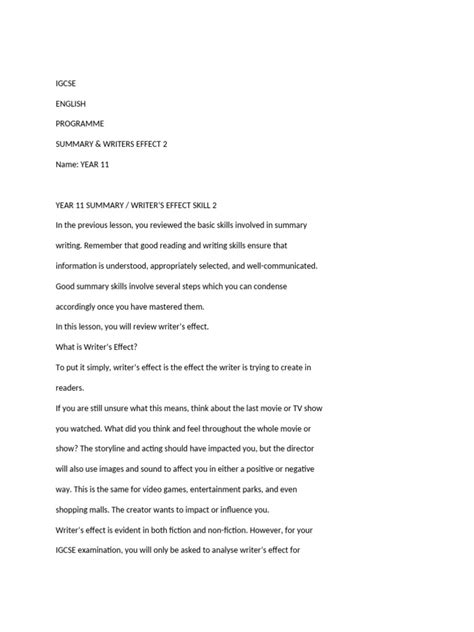Igcse Writes Effect Pdf