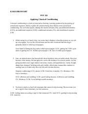 PSY 110 Classical Conditioning Assignment 1 Docx KARA BROSSART PSY