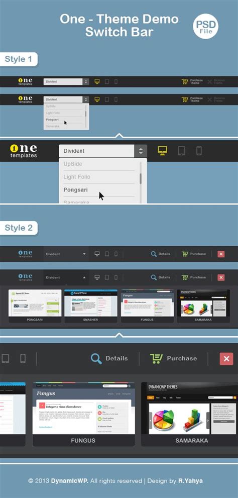 Free One Theme Switcher Bar Template Psd By Yahya On Free Theme Psd Psd