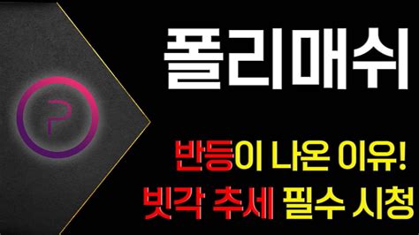 폴리매쉬 반등이 나온 이유 빗각 추세 필수 시청 100 정확한 차트 분석 Youtube