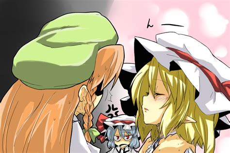 Remilia Scarlet Flandre Scarlet And Hong Meiling Touhou Drawn By