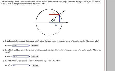 SOLVED Consider the angle shown below that measures Ï 4 radians A