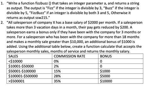 Solved A 1 Write A Function Fizzbuzz That Takes An