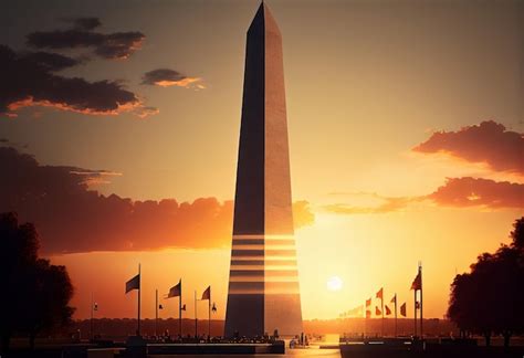 Ilustración del obelisco casa blanca detalle de la cúpula del capitolio