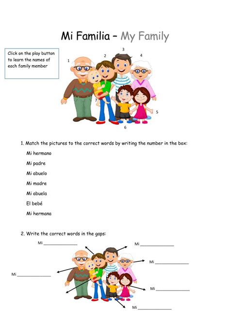 La Familia Fa Free Interactive Worksheets 198979