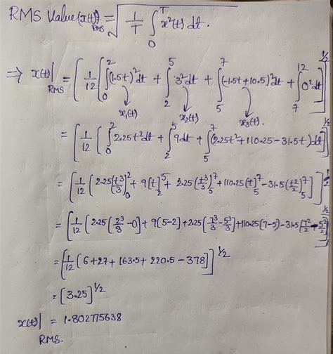Solved Help Please Find The Rms Value Of The Waveform Depicted Below