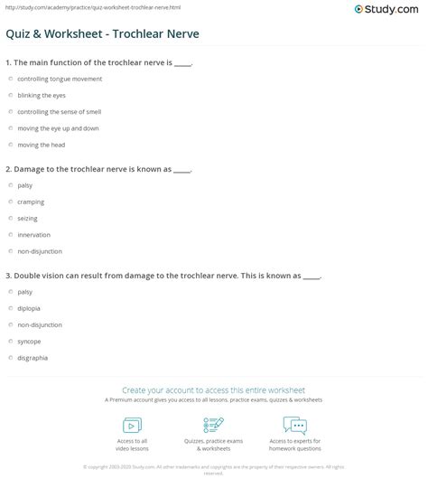 Quiz Worksheet Trochlear Nerve Study Com