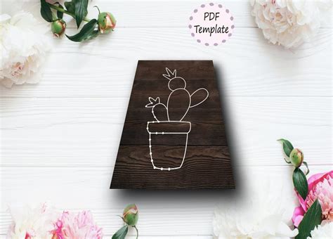 String Art Template Cactus Pattern Stencil Cactus Pdf Design Diy String Art Cactus Home Decor