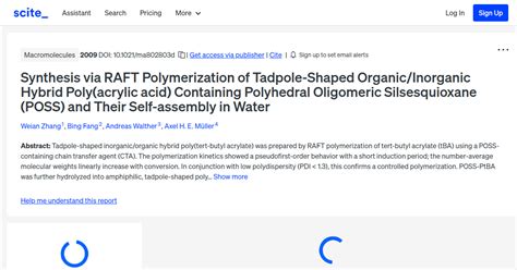 Synthesis Via Raft Polymerization Of Tadpole Shaped Organicinorganic