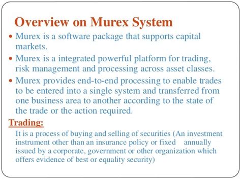 Murex Training Murex Online Video Tutorial