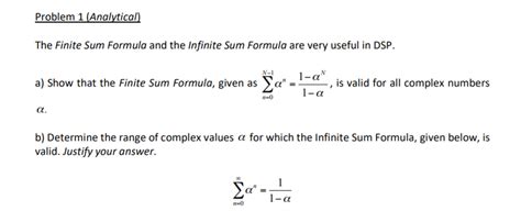 Solved Problem Analytical The Finite Sum Formula And The Chegg