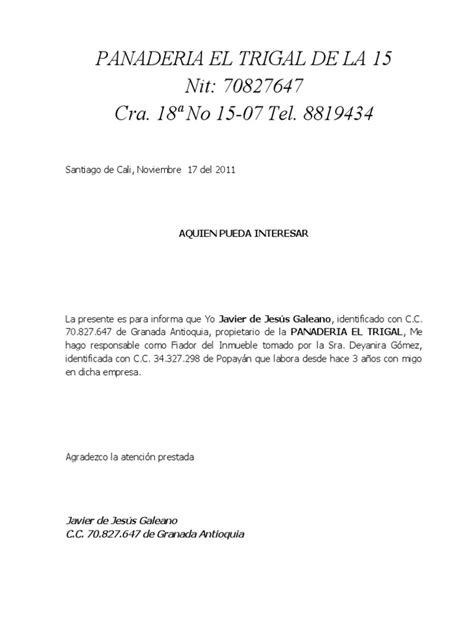 Carta Panaderia El Trigal Pdf