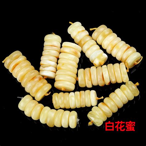 无优化白花蜜蜡隔片满蜜隔珠垫片佛珠 Diy配饰一组8片装星月搭配虎窝淘