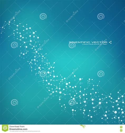 Molecule Dna And Neurons Vector Molecular Structure Connected Lines With Dots Genetic