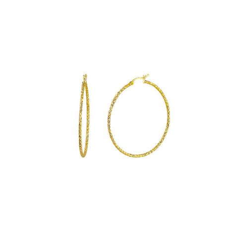 Diamond Cut Gold Clip Hoop Earrings 45mm Extra Large Grace And Co Uk