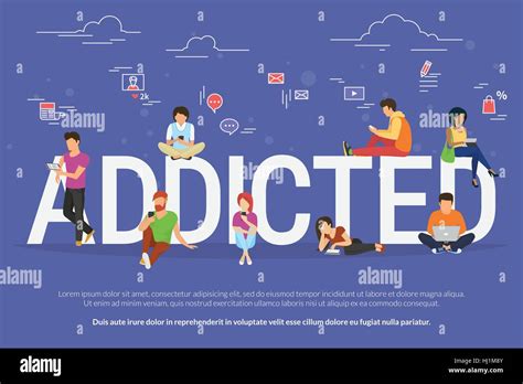 Illustration Computer Addicted Cartoon Man Hi Res Stock Photography And