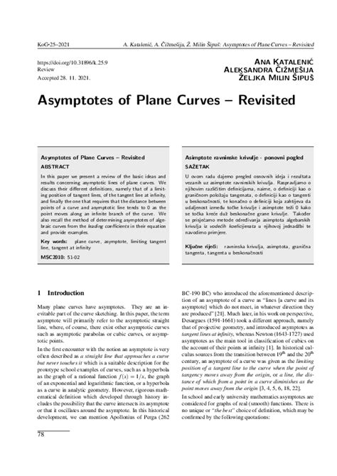 Pdf Asymptotes Of Plane Curves Revisited