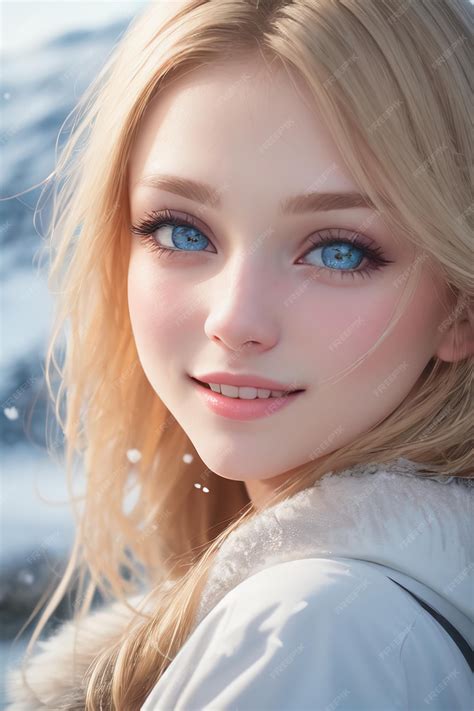 Premium Photo A Girl With Blue Eyes Looks At The Camera