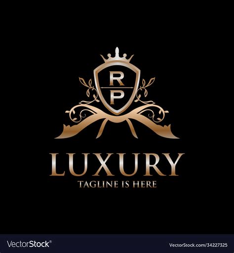 Rp Letter Initial With Royal Luxury Logo Template Vector Image