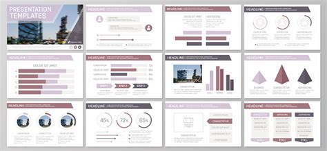 그래프와 차트 다목적 프레 젠 테이 션 템플릿 슬라이드 보라색 요소의 집합입니다 전단지 기업 보고서 마케팅 광고 연례 보고서 책 표지 디자인 0명에 대한 스톡 벡터 아트 및