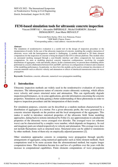 PDF FEM Based Simulation Tools For Ultrasonic Concrete Inspection