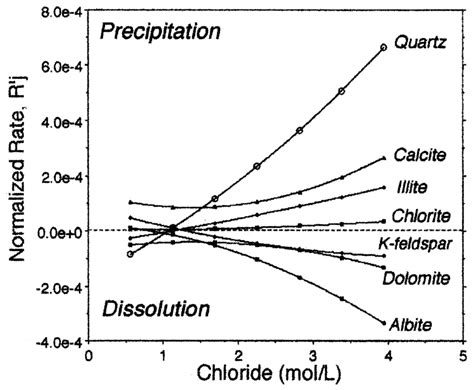Calculated Relative Rates Of Mineral Preciptation And Dissolution As A