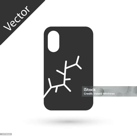 흰색 배경에 격리 된 깨진 화면 아이콘회색 스마트 폰 부서진 전화 화면 아이콘 벡터 Lcd에 대한 스톡 벡터 아트 및 기타 이미지 Lcd 개념 금이 간 Istock