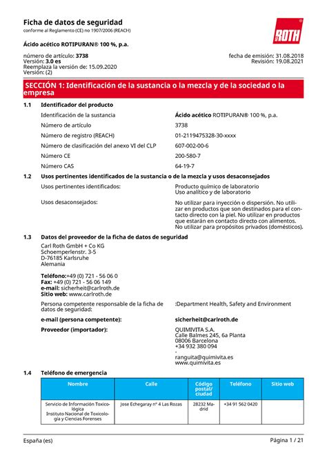 Hoja De Seguridad Acido Acetico Hoja De Datos De Seguridad Msds 04