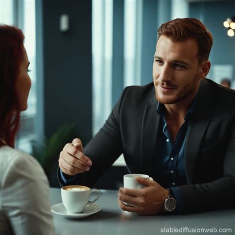 Kerem B Rsin Talks To A Beautiful Brunette In The Office Over A Cup Of