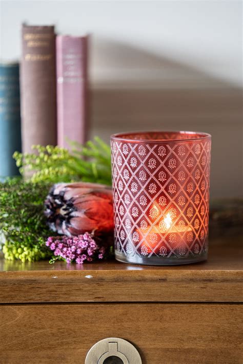 Red Glass Hurricane Candle Holders