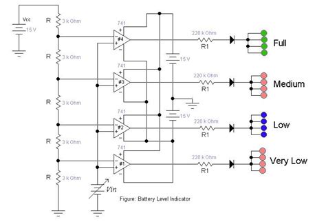 Simple Battery Level Indicator Circuit Using Op Amp 49 Off