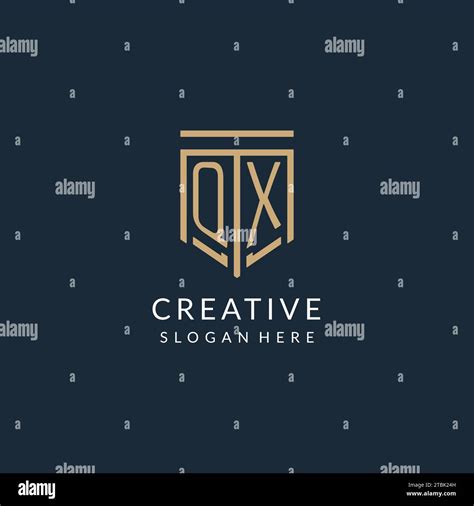 Initial Qx Shield Logo Monoline Style Modern And Luxury Monogram Logo