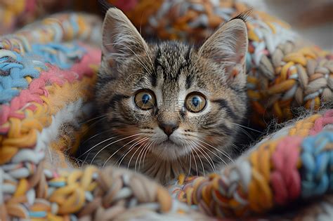 小猫隐藏在一堆毯子高清图片下载 正版图片601182772 摄图网
