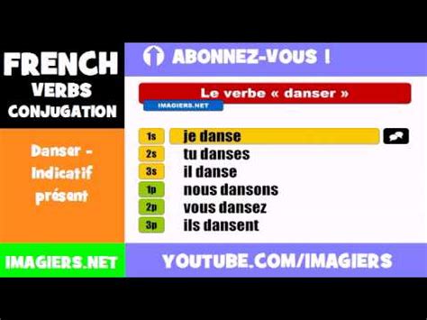 FRENCH VERB CONJUGATION Danser Indicatif présent YouTube