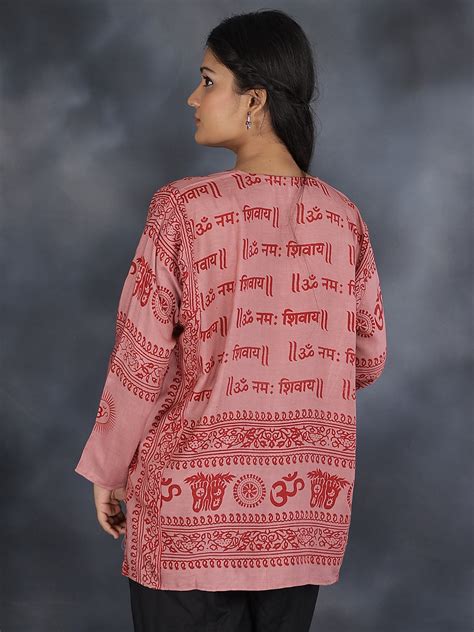 Om Namah Shivay Printed Short Kurti Top Exotic India Art