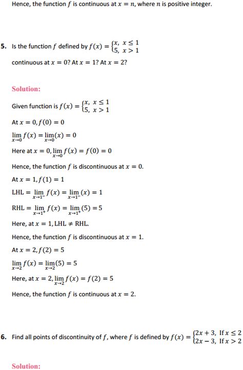 Mp Board Class 12th Maths Solutions Chapter 5 Continuity And